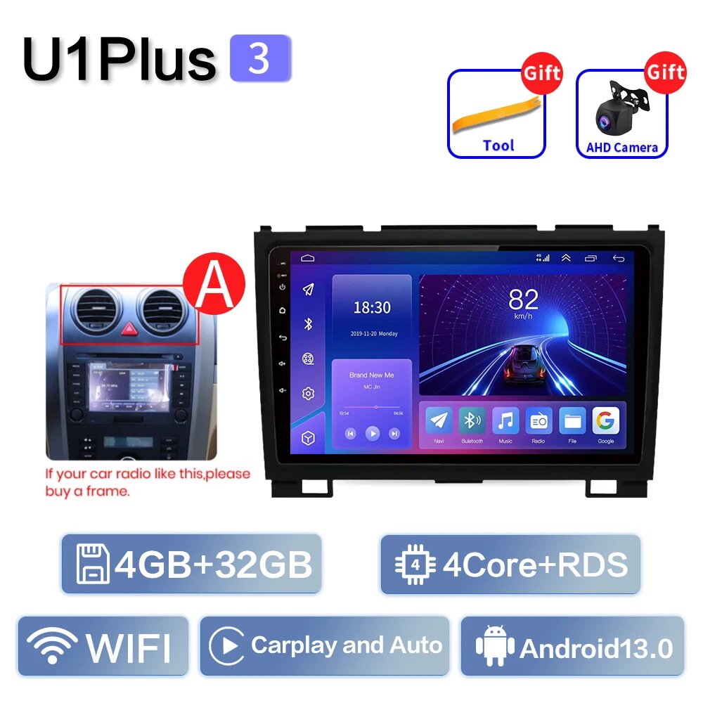 Автомагнитола для GREAT WALL Hover Haval H3 H5 2011-2016, мультимедийный видеоплеер, навигация GPS, Android 13 Carplay, U1-1 2GB 16GB b