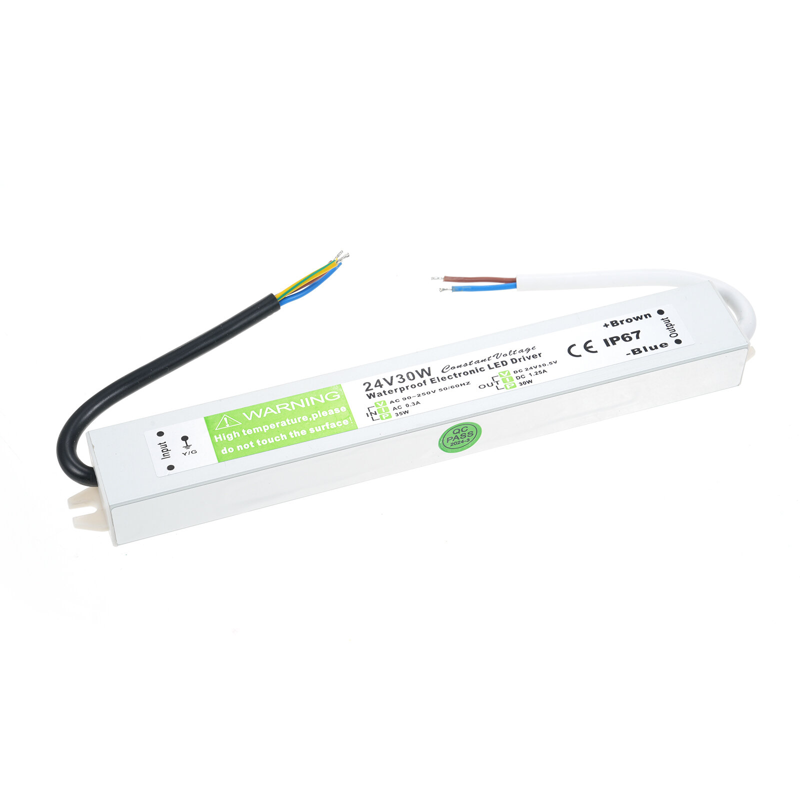 IP67 Waterproof LED Driver Switch Power Supply Transformer Adapter AC 90V-250V to DC 24V 30W Constant Voltage Output for LED Strip Light Outdoor Lightbox Signboard