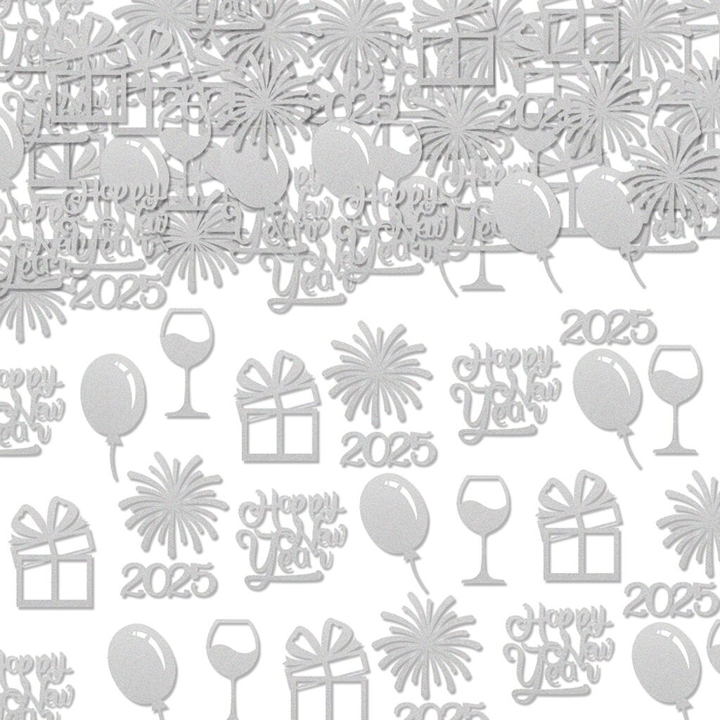 100 шт, Новогодний фейерверк конфетти-серебристый