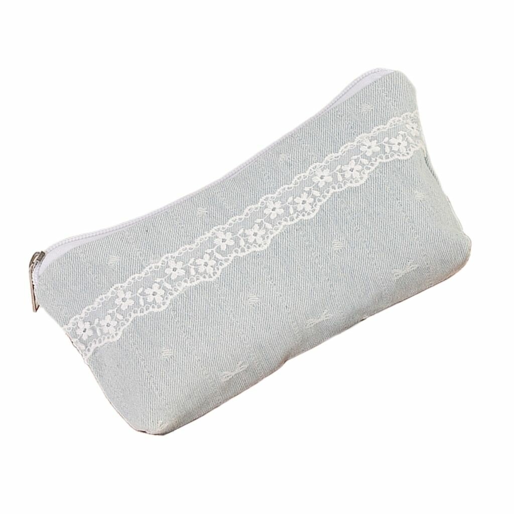 Пенал, мешок для карандашей с цветочным принтом, портативный пенал, мешок для ручек из холста, - Джинсовая ткань светлого цвета