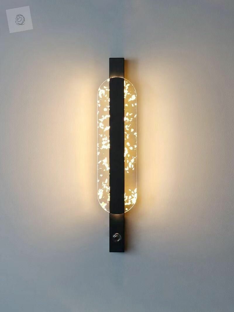 Бра настенное черное с золотым 40 см, светодиодный светильник для спальни и коридора