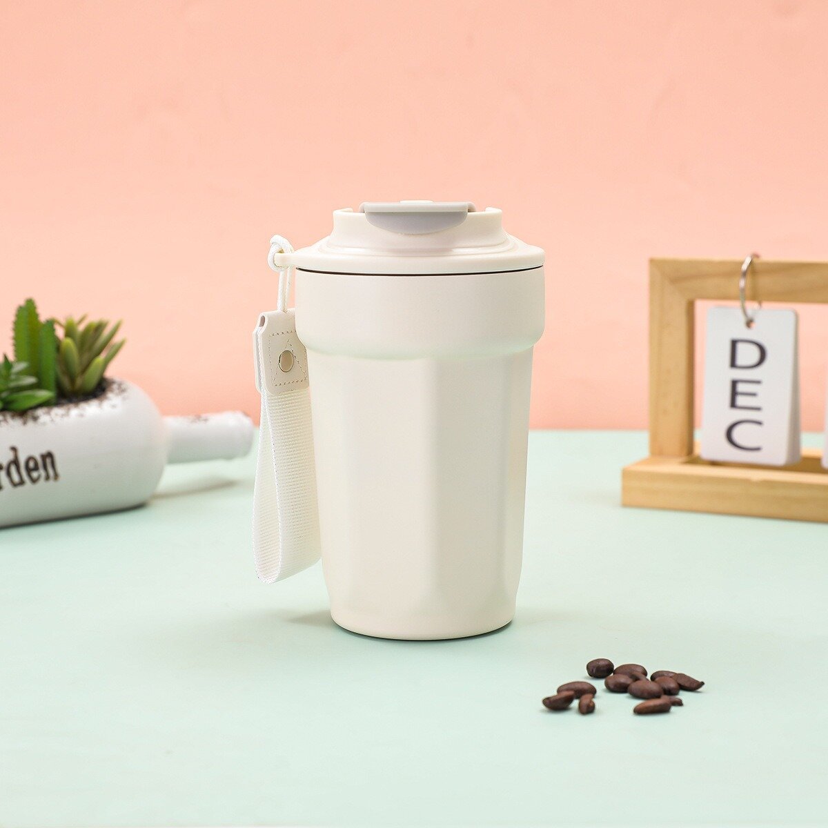 Восьмиугольная кофейная кружка в американском стиле, настоящая нержавеющая сталь 316, двойные стенки, термокружка, переносная кружка для использования на открытом воздухе с ремнем для переноски.