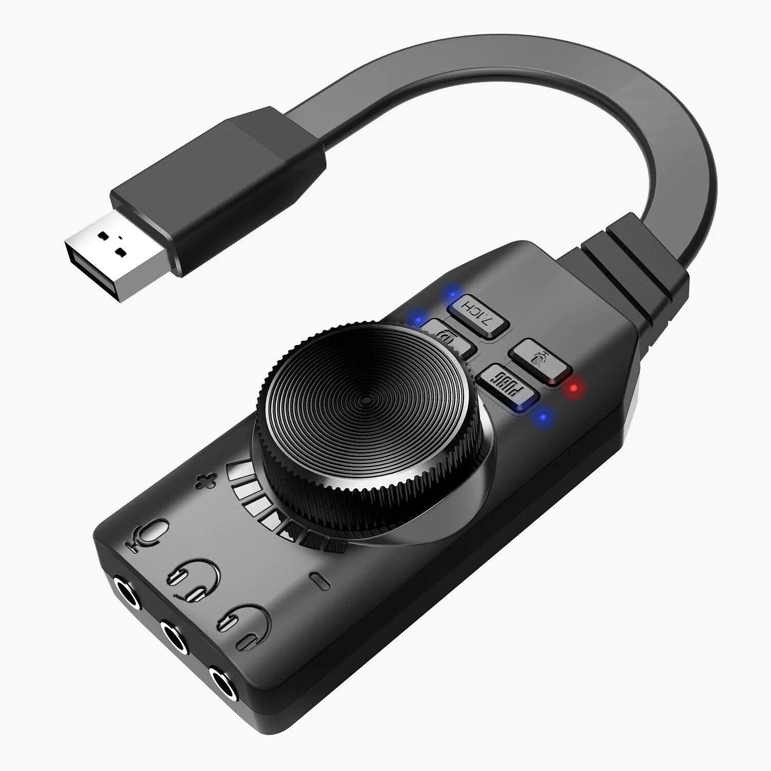 Внешняя звуковая карта USB для игровых наушников с разъемом 3,5 мм для настольных и портативных компьютеров, автономная