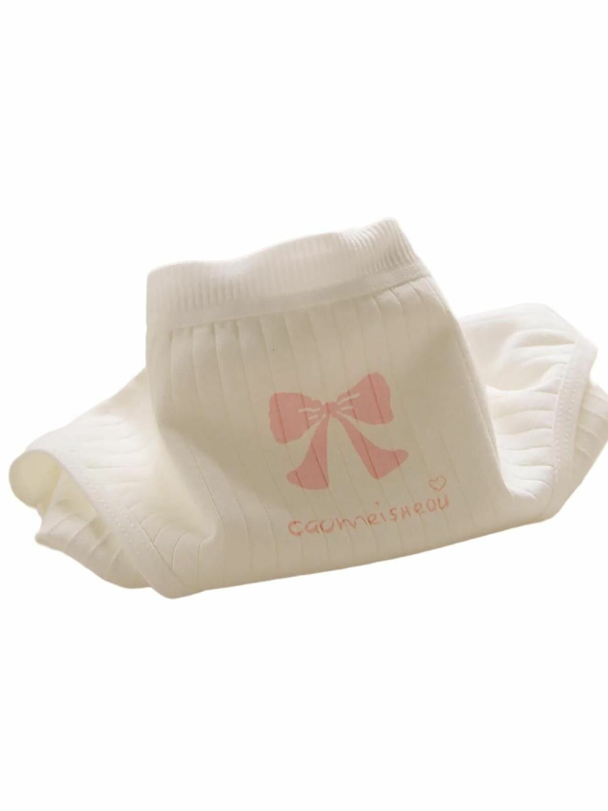 Трусы женские хлопковые с принтом аниме, белый бант - L