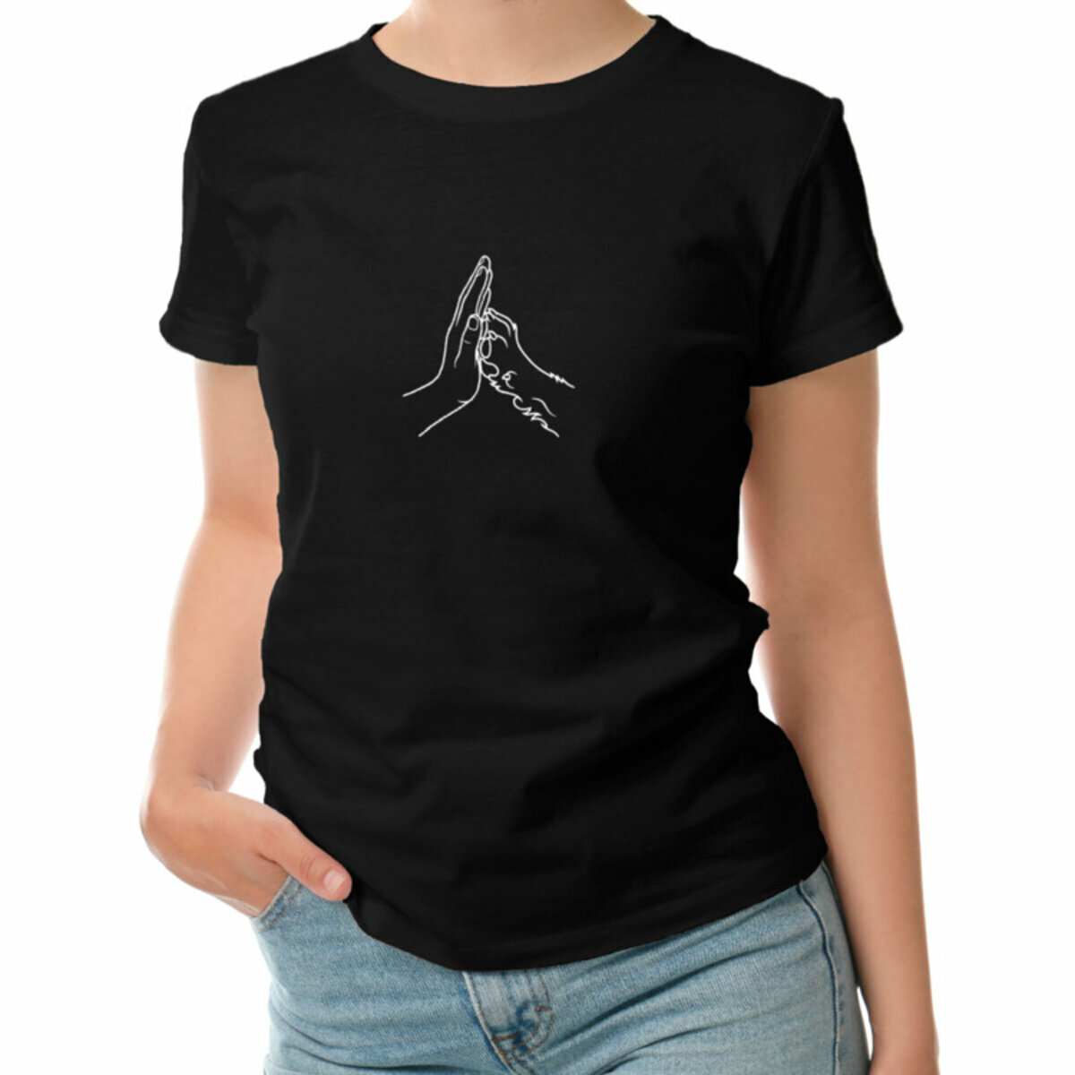 Женская футболка «ветеринар собачник друг человека кинолог подарок» (черный, L)