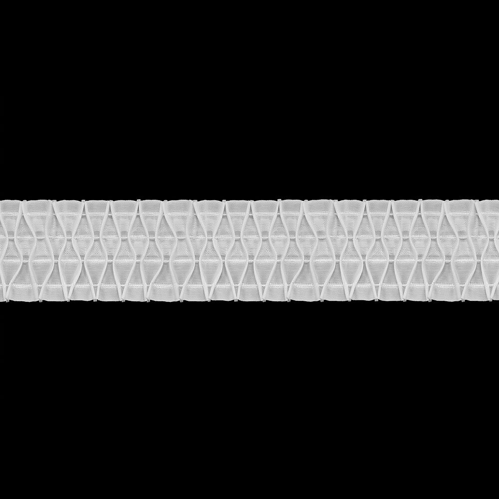 Шторная лента с петлями для крючков 8см*50м 'Вафельная складка', 2 ряда петель, 4 шнура, белая, Айрис