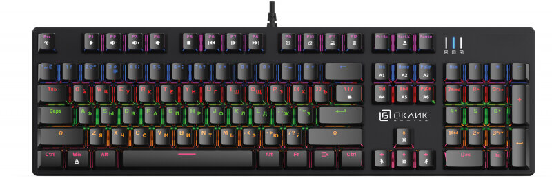 Клавиатура Oklick 990 G2 механическая черный USB Multimedia for gamer LED (1875240)