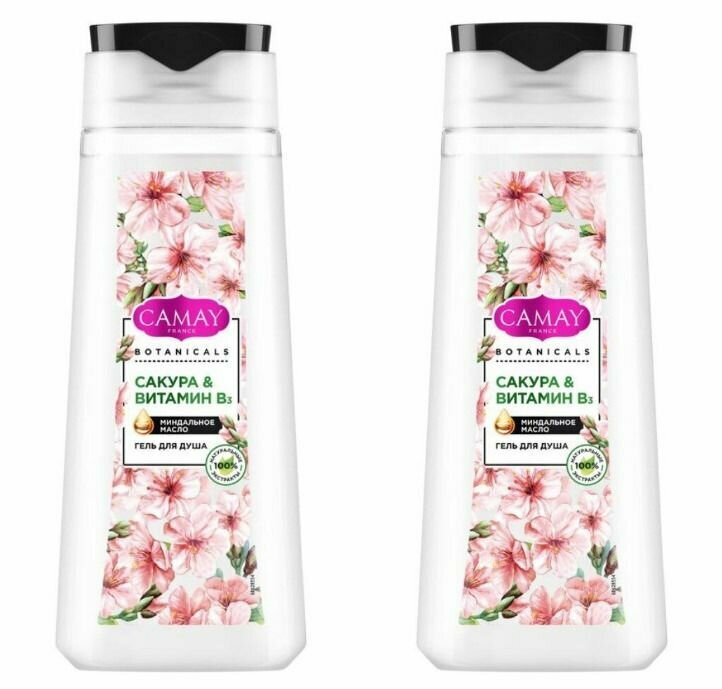 Camay Гель для душа BOTANICALS Сакура&Витамин В3, 250мл, 2шт