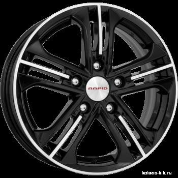 Диск автомобильный литой КиК Trinity 15x6 5x114.3 et47 dia67.1 Чёрный глянцевый с полированной лицевой частью