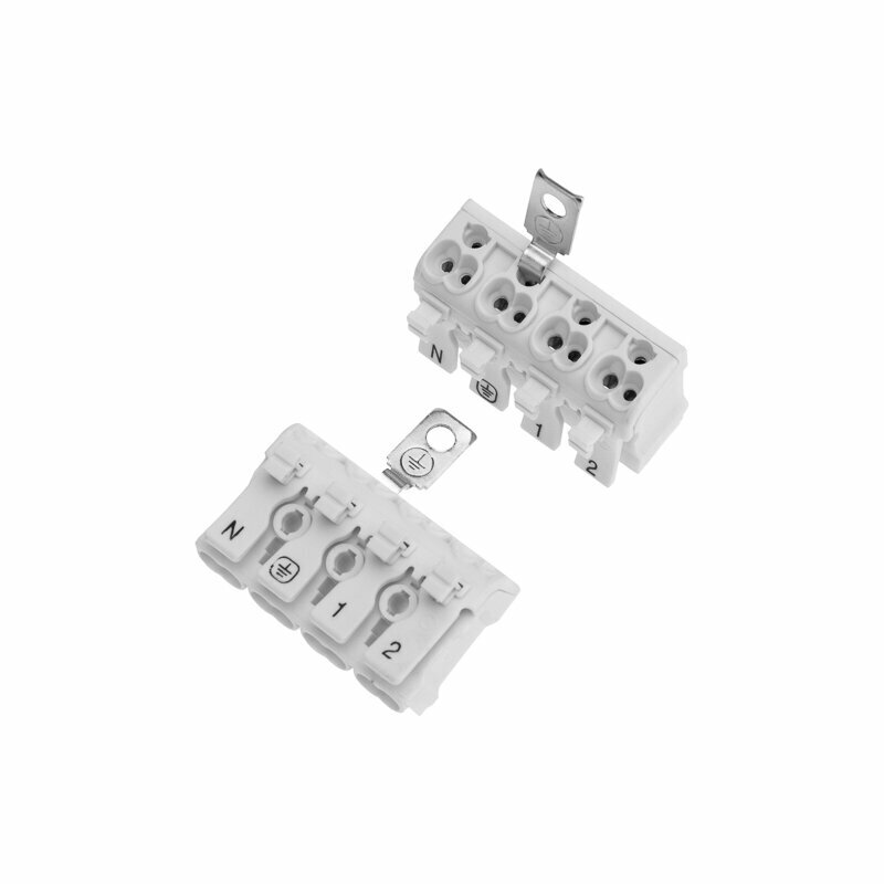 Соединительная клемма пружинная 4-полюсная с заземлением и с монтажными ножками, термостойкие зажимы электрических проводов, быстросъемный коннектор колодка REXANT