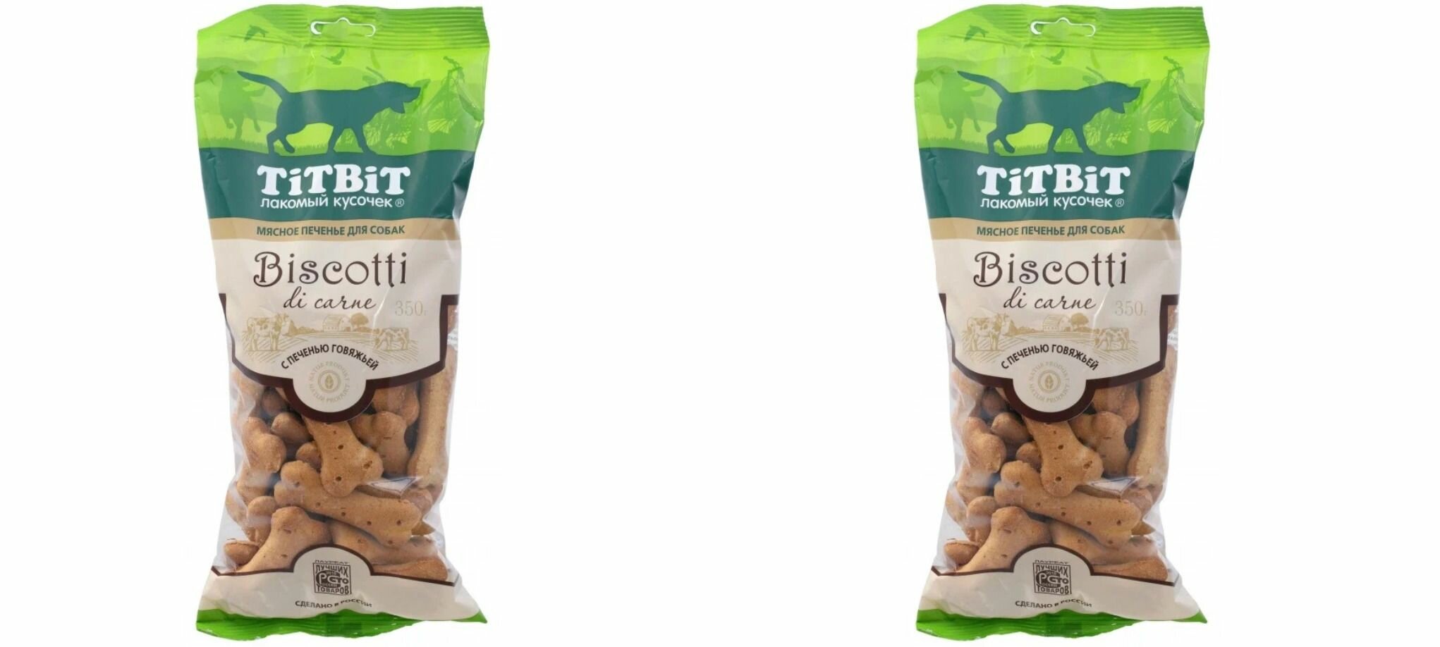 Titbit Лакомство для собак, Biscotti Печенье с печенью говяжьей, 350 г, 2 шт