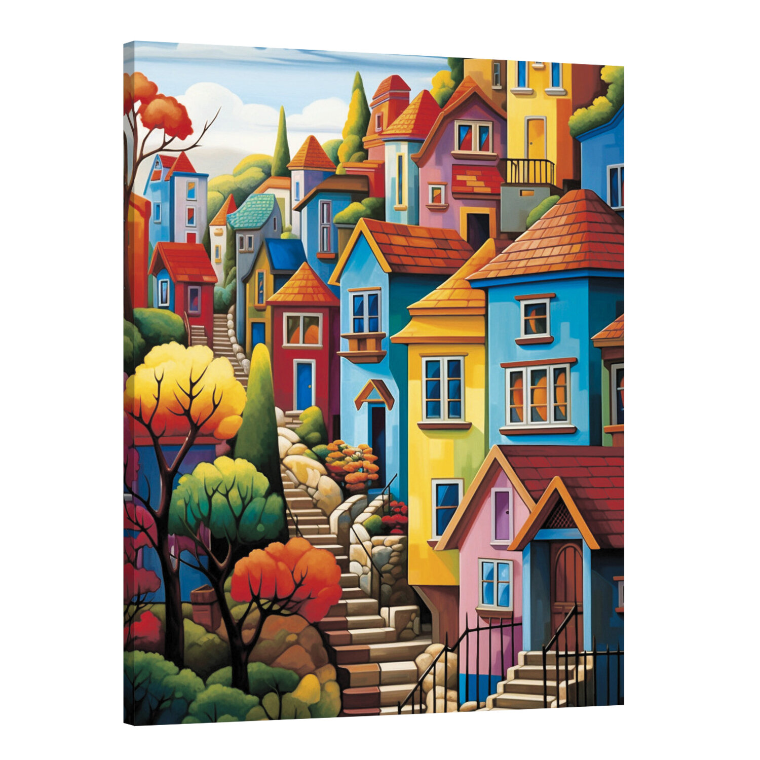 Интерьерная картина 50х70 "Деревня веселых красок"