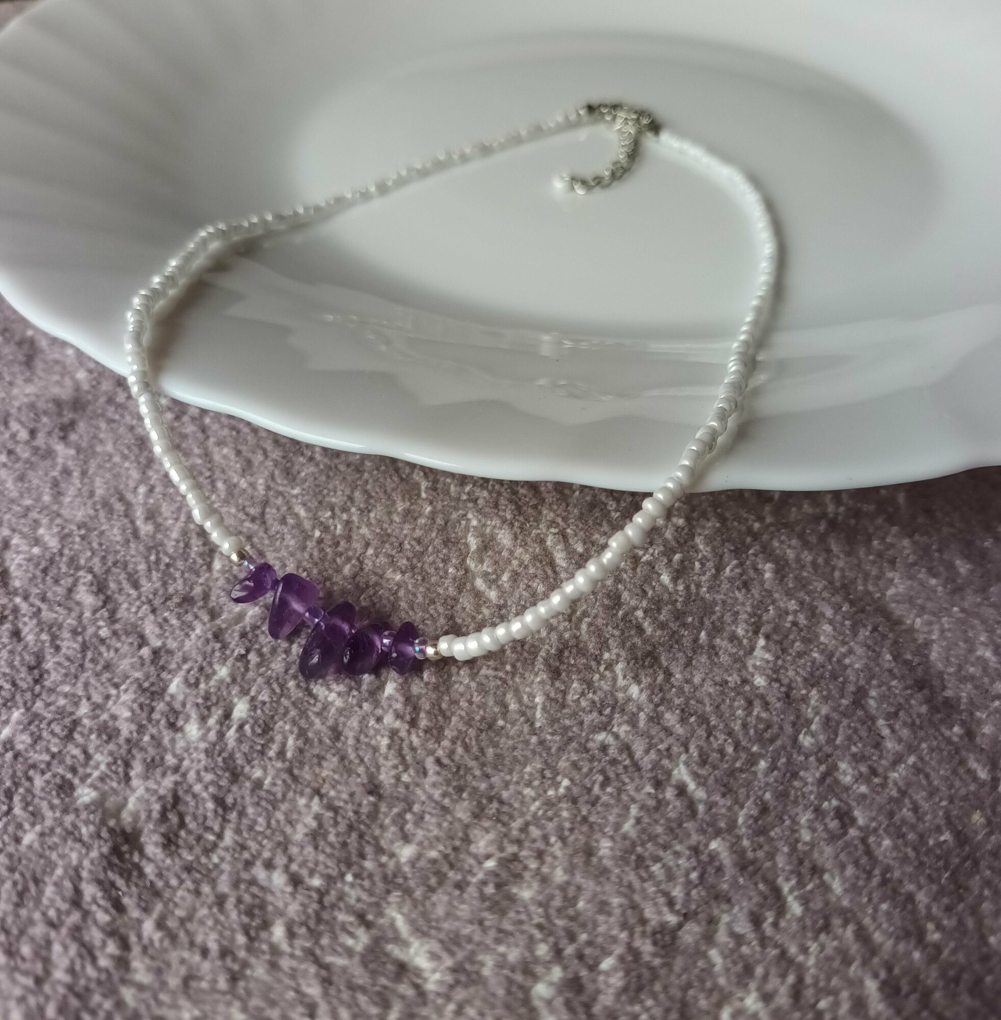 Колье, аметист, искусственный камень