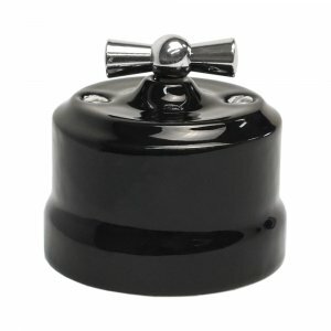 Переключатель поворотный (1-кл) с серебристой ручкой EDISEL Verona черный