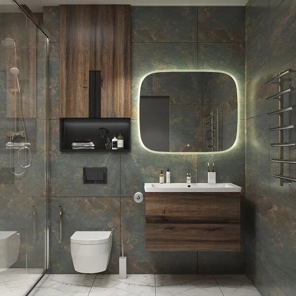 Зеркало Art&Max Forli AM-For-1000-800-DS-F 100x80 см, с LED-подсветкой, сенсорным выключателем, диммером