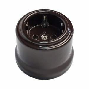 Ретро розетка керамическая с/з EDISEL Verona коричневая