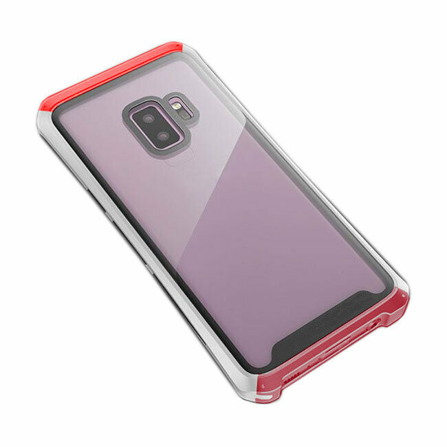 Противоударный чехол для Samsung Galaxy S9, Case Glass, белый с красным