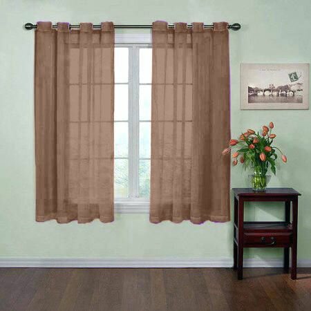 Короткий тюль на люверсах цвет шоколадный Цена за -2 шт. КОР-ЛЮВ-1 шир. ( 135 см выс. 180см)