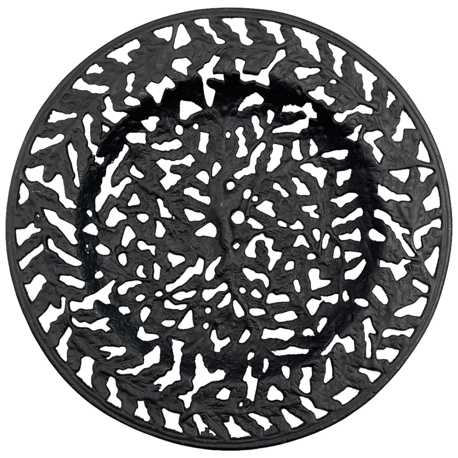 Чугунная ажурная тарелка "Дубовые листья" 1983 г. Автор Торокин В. Ф. Куса, СССР