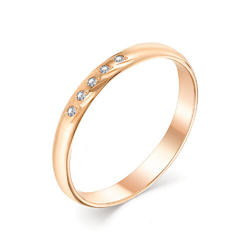 Кольцо обручальное, красное золото, 585 проба, бриллиант