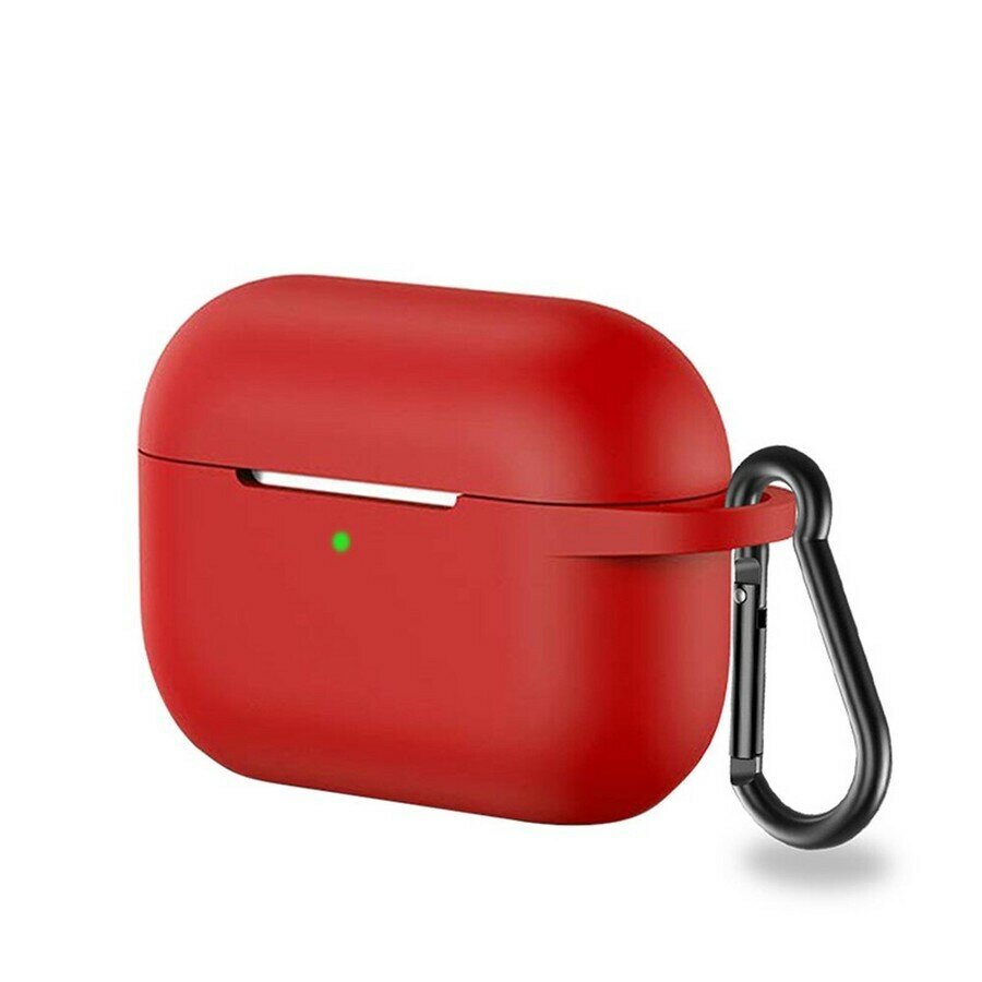 Силиконовый чехол тонкий с карабином для Apple AirPods Pro красный