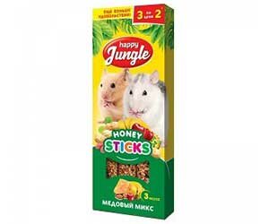 Палочки для хомяков и мышей Happy Jungle мелких грызунов медовый микс 90г 3шт j211