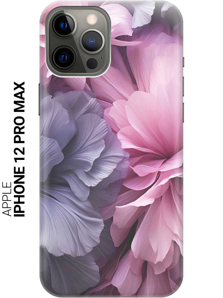 Силиконовый чехол на Apple iPhone 12 Pro Max / Эпл Айфон 12 Про Макс с рисунком "Розово-фиолетовые цветы"