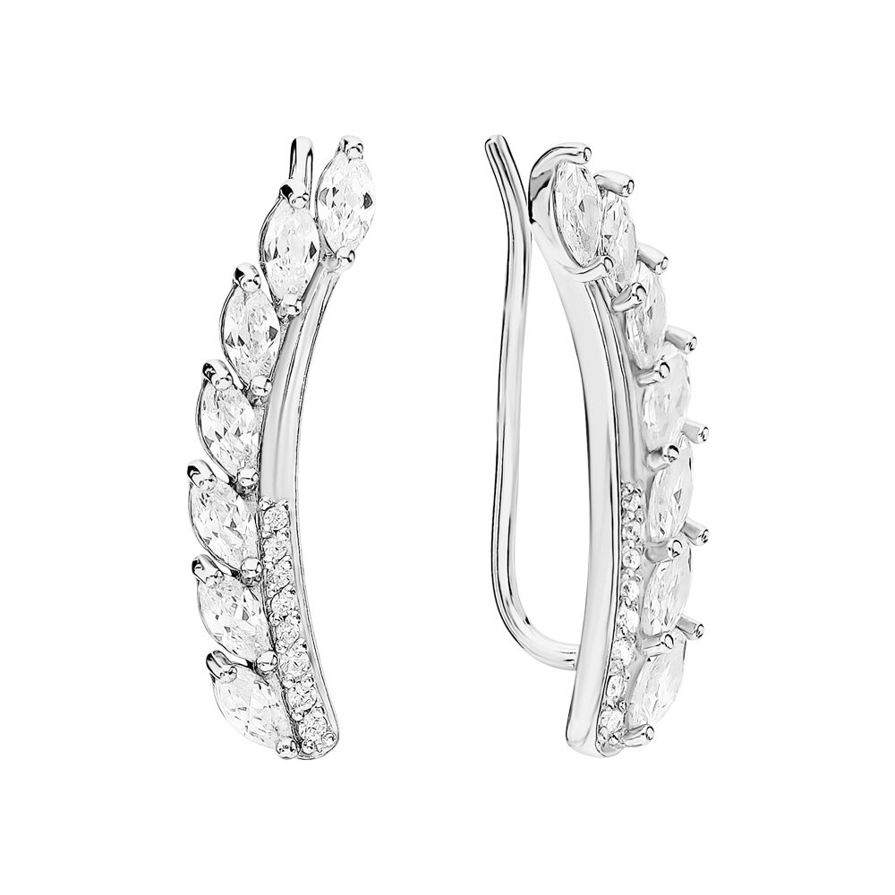 Серьги Яхонт, серебро, 925 проба, фианит