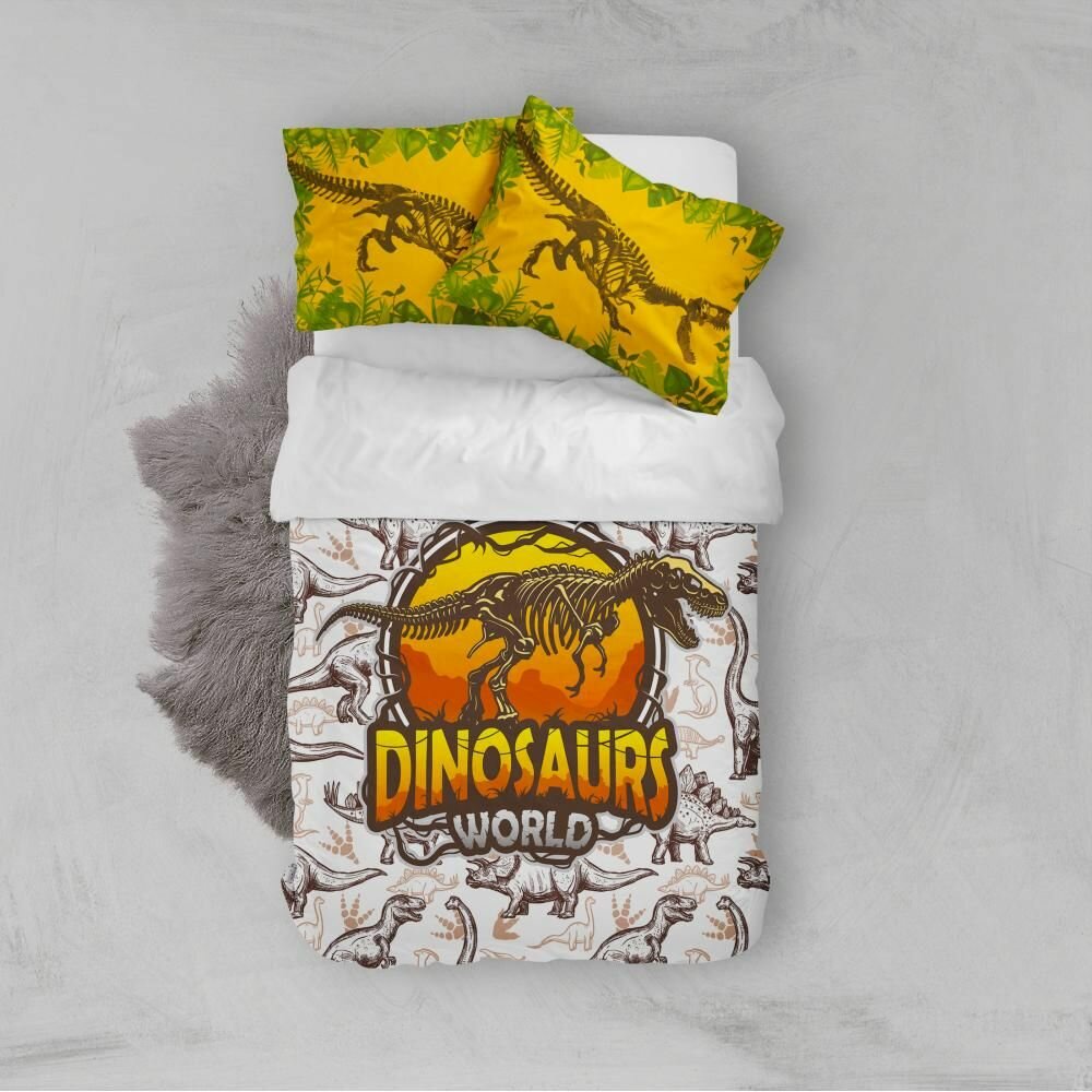 Арт комплект постельного белья Тирекс Dino, Семейный, наволочки 50/70