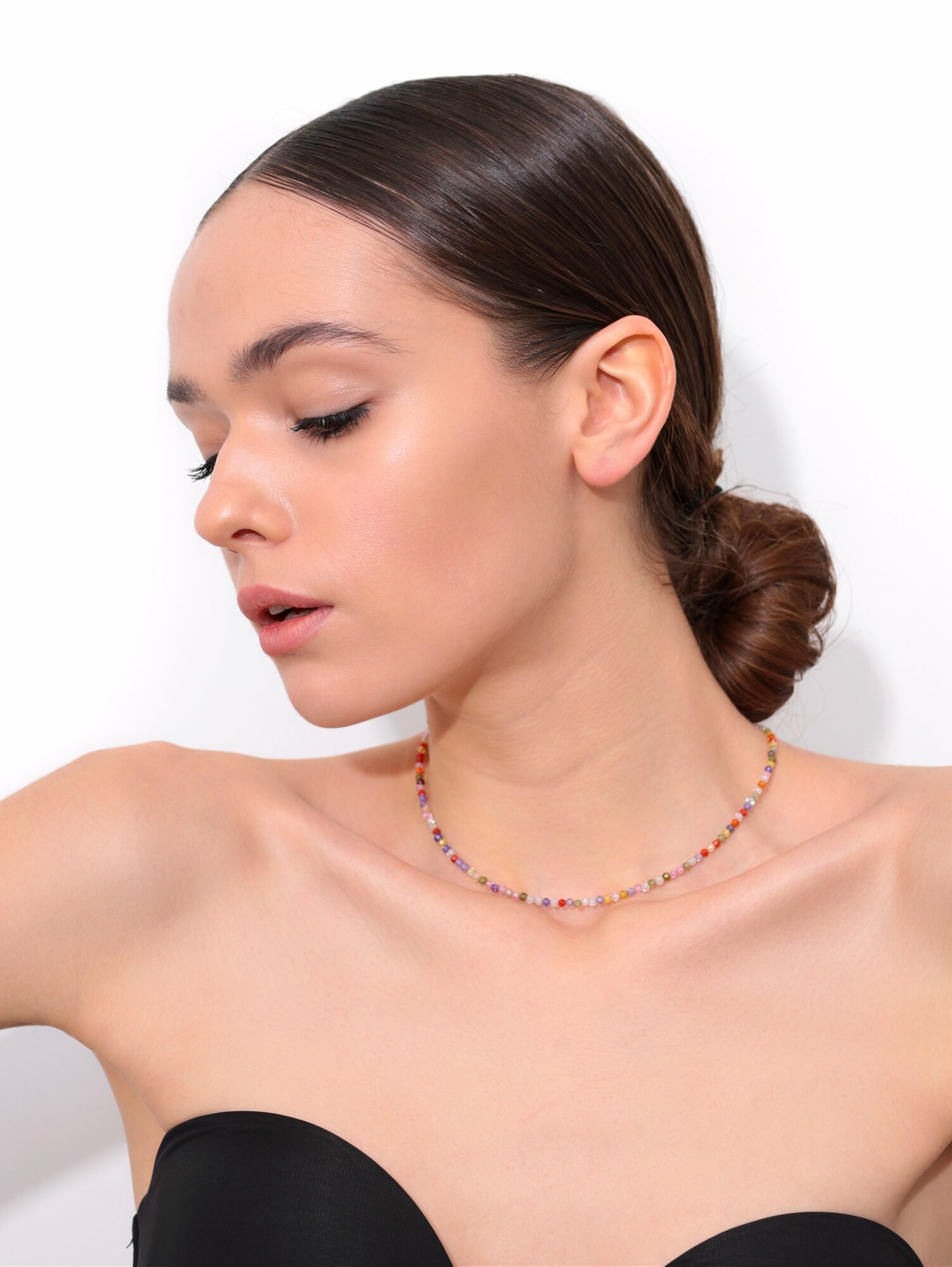Чокер BLV Jewerly, фианит, длина 38 см, разноцветный — фото 1