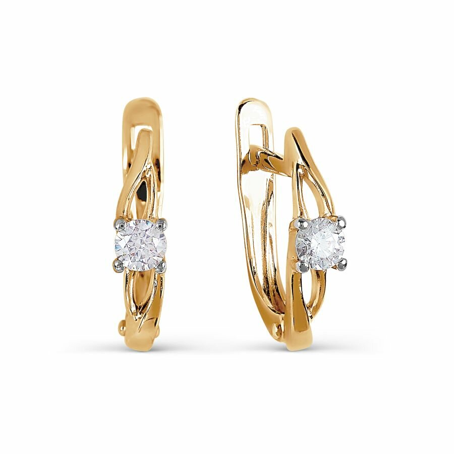 Серьги, золото, 585 проба, фианит