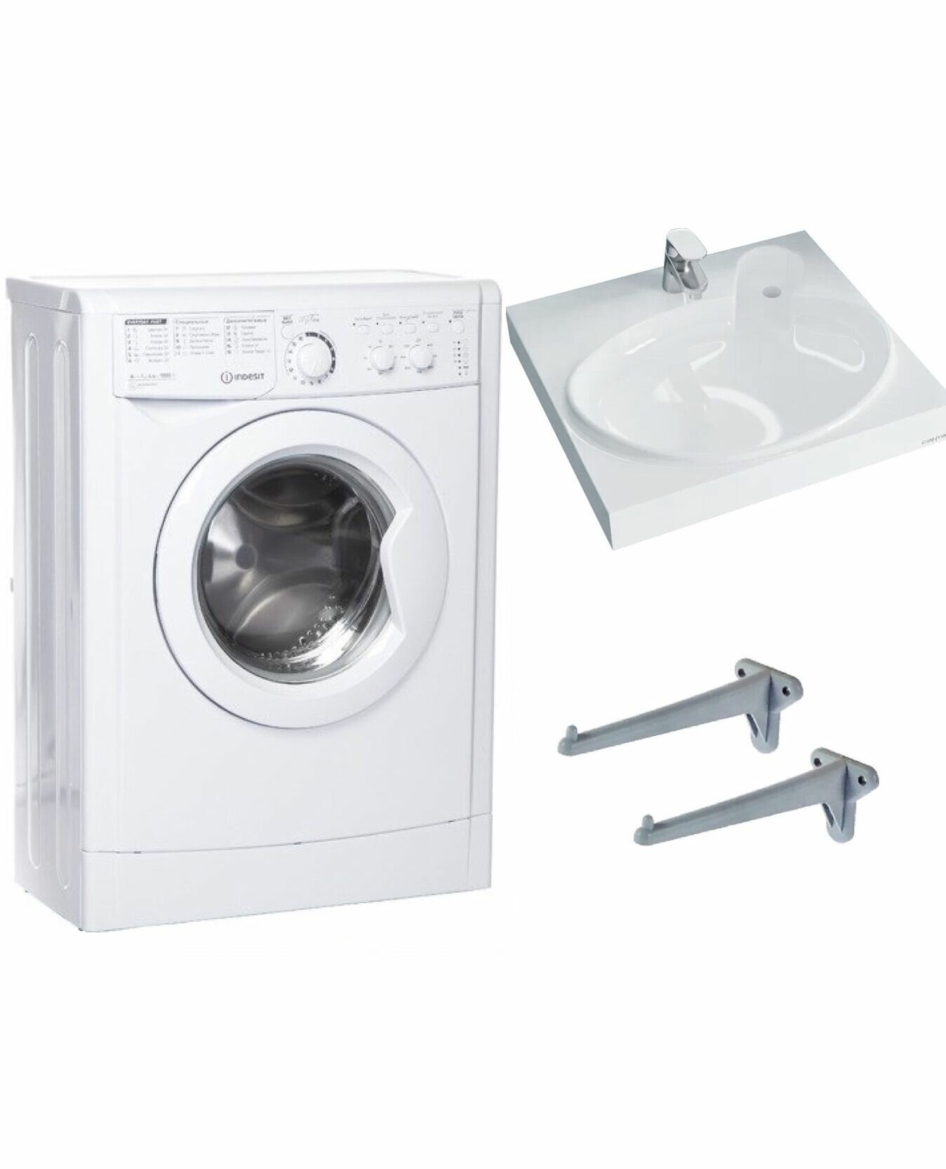 Стиральная машина Indesit EWUC 4105 и раковина Сатурн 55