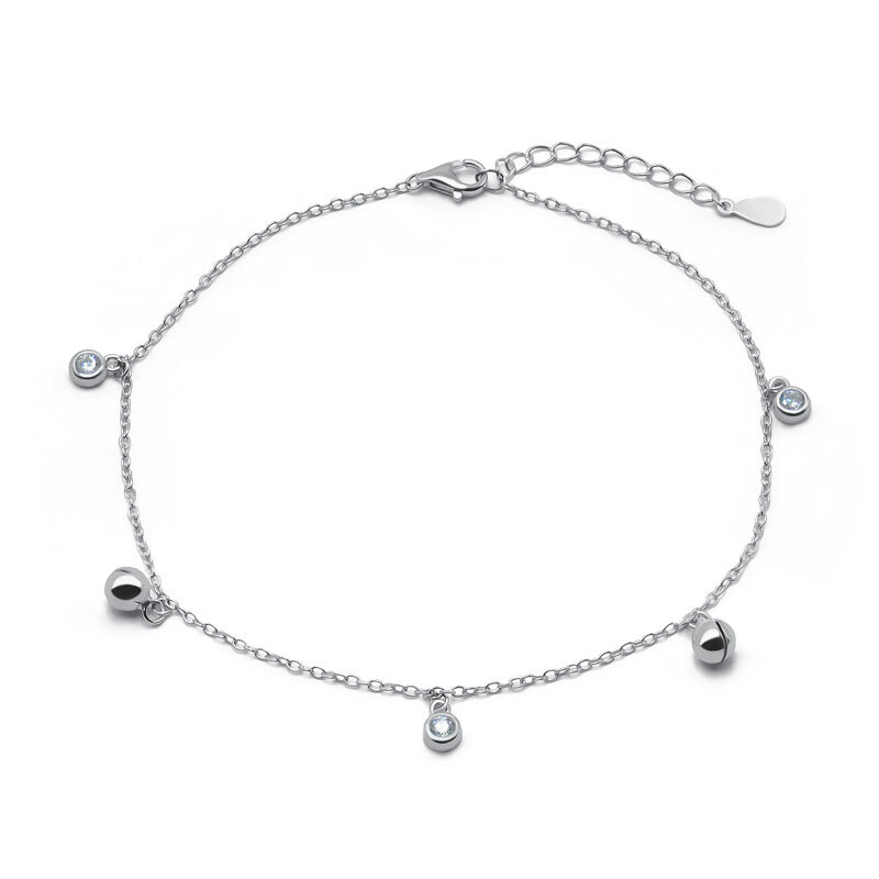 Браслет на ногу, серебро, 925 проба, фианит