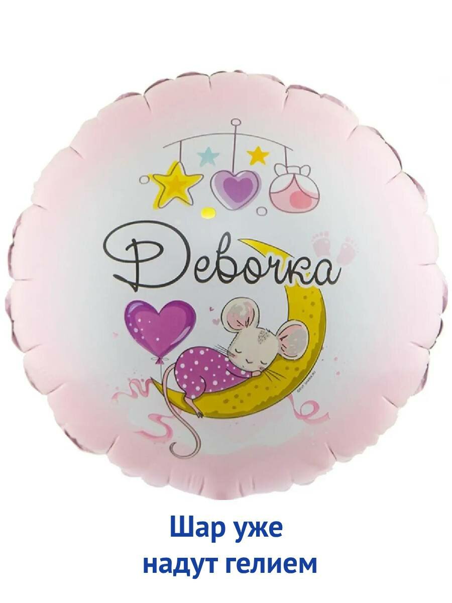 Воздушный фольгированный шар на выписку Девочка - 45 см, 1 шт