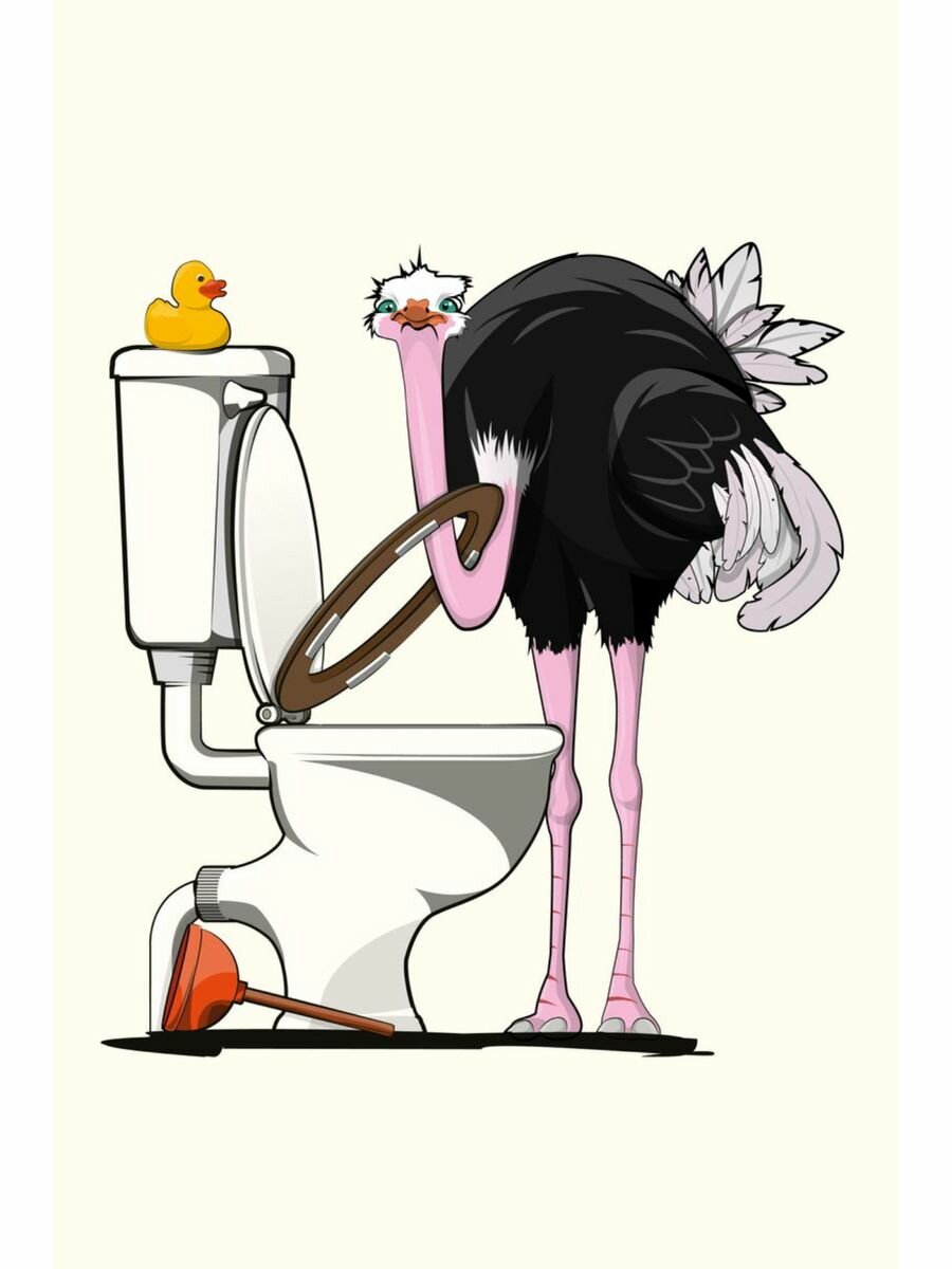 Постер "Страус в туалете"