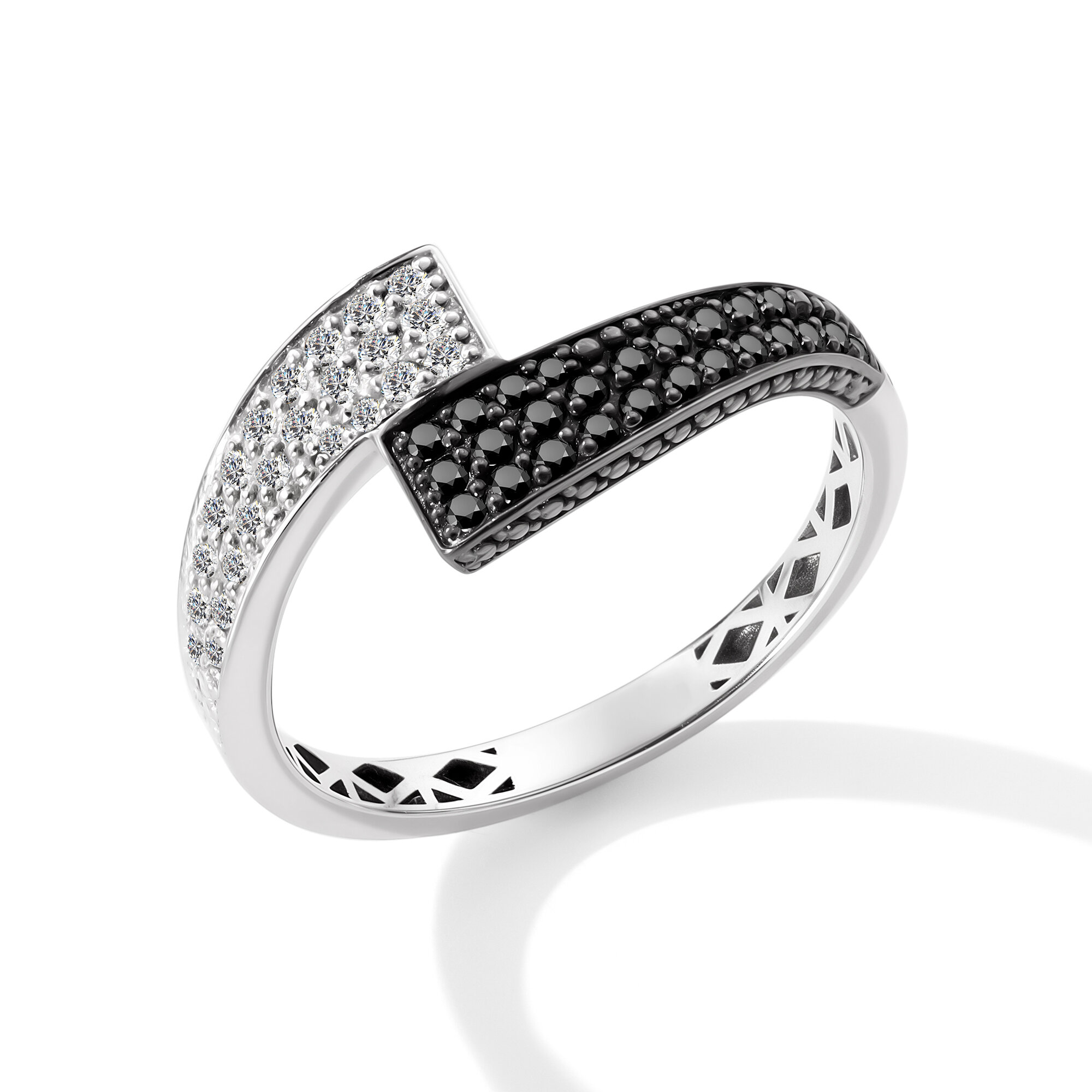 Кольцо дорожка, белое золото, 585 проба, бриллиант