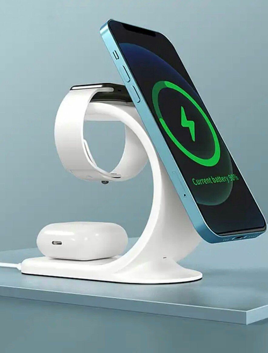 Беспроводная зарядная станция3 в 1 для iPhone, Watch, Air Pods/Сетевое зарядное устройство