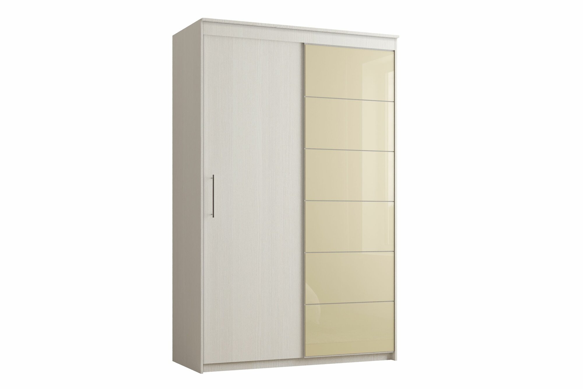 Шкаф-купе "Арманд 2" 120-60-240 Бодега белая и оракал бежевый 082М ручка рейлинг хром матовая наполнение платье-белье