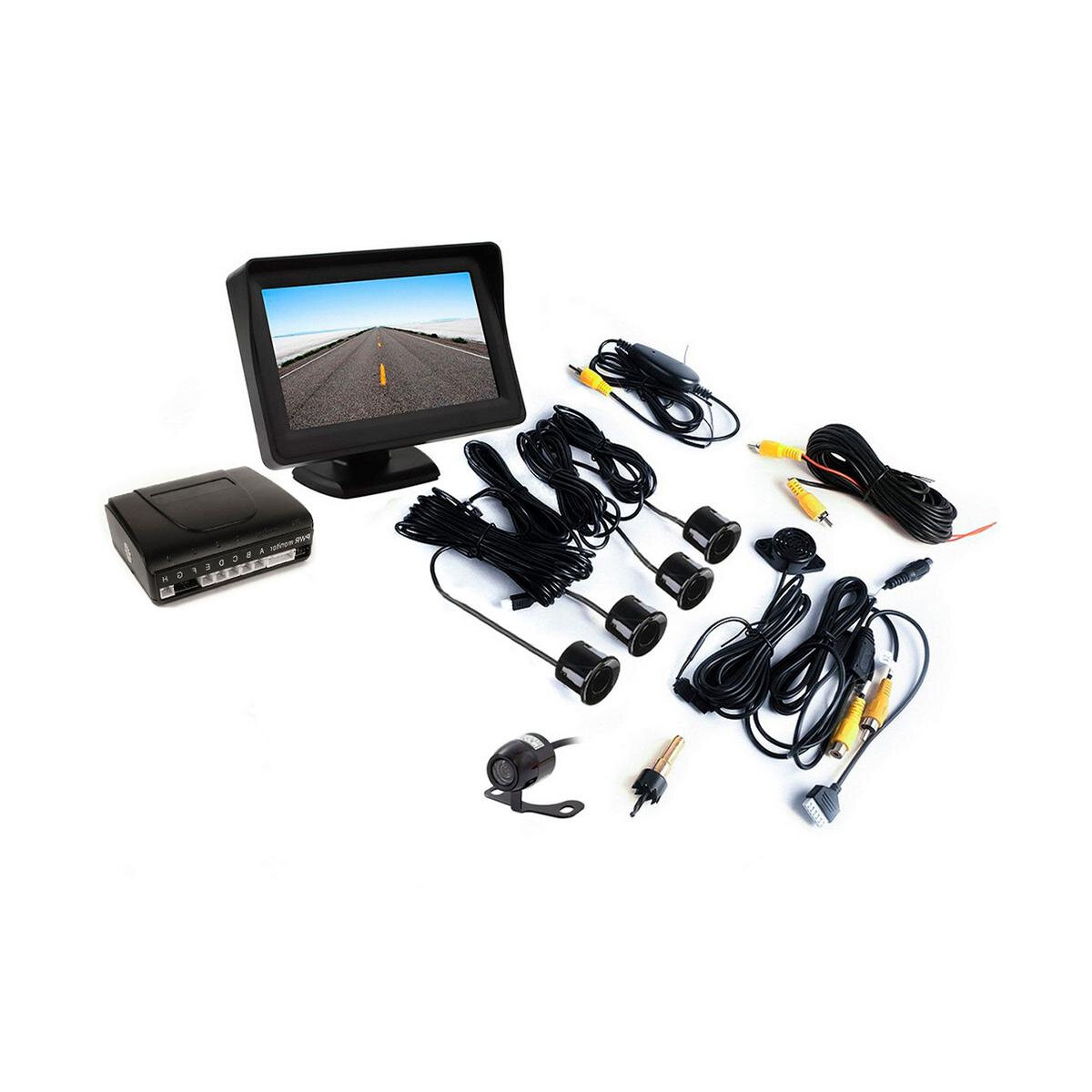 Парктроник беспроводной с камерой заднего вида для автомобиля Мастер Парк 602-4 (W) (A68010STA), четырьмя датчиками и монитором 4.3 дюйма.