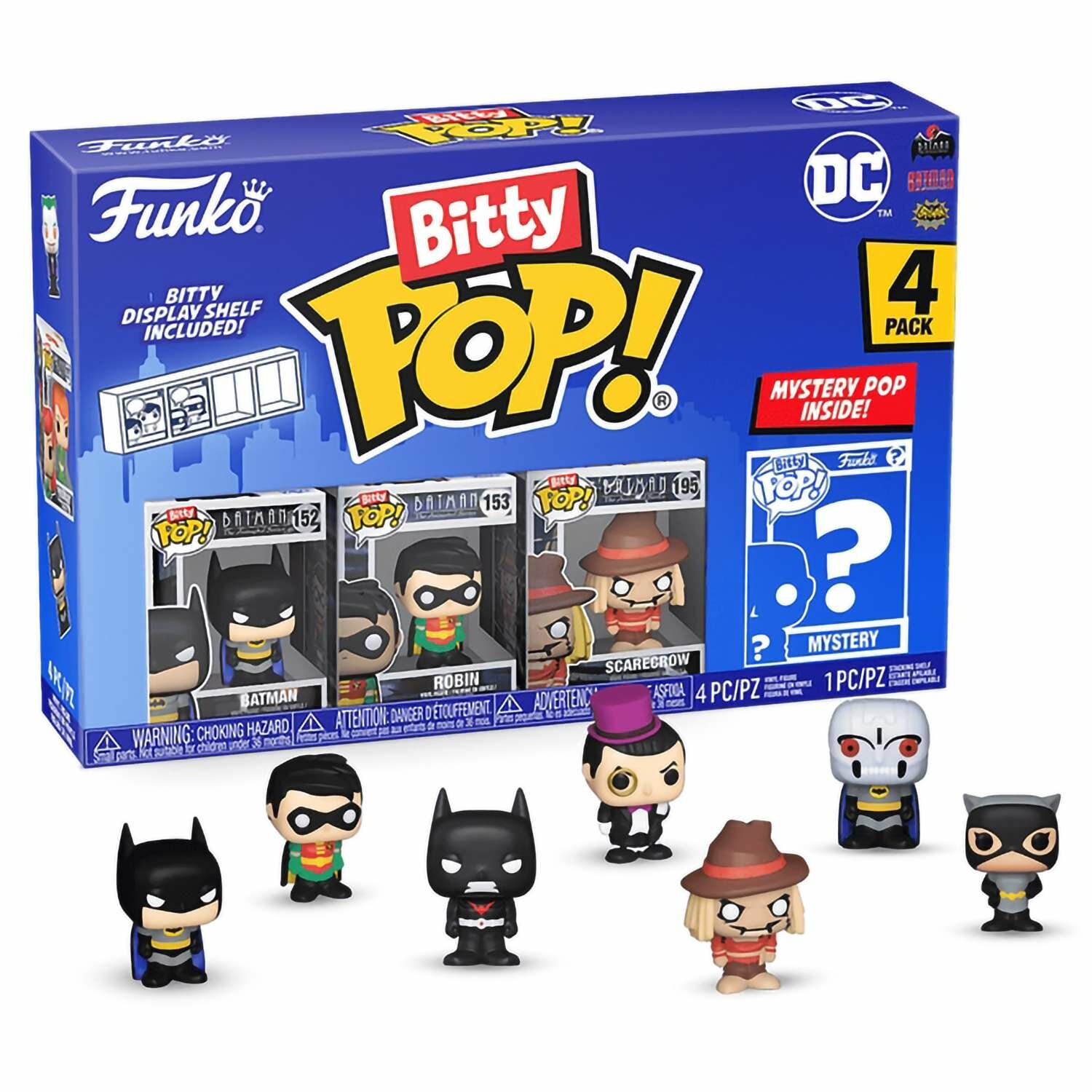 Фигурки Funko Bitty POP! DC Comics S1 Batman+Robin+Scarecrow+Mystery (1 of 4) 4PK 71311