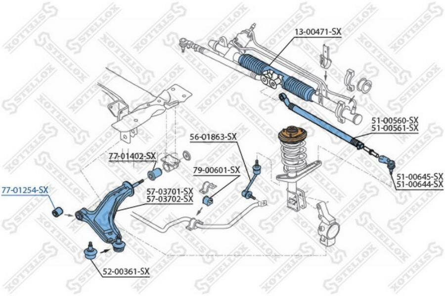 STELLOX 7701254SX сайлентблок рычага!\Land Rover Freelander 1.8/1.8i/2.0Di/2.0TD/2.5 V6 98-06
