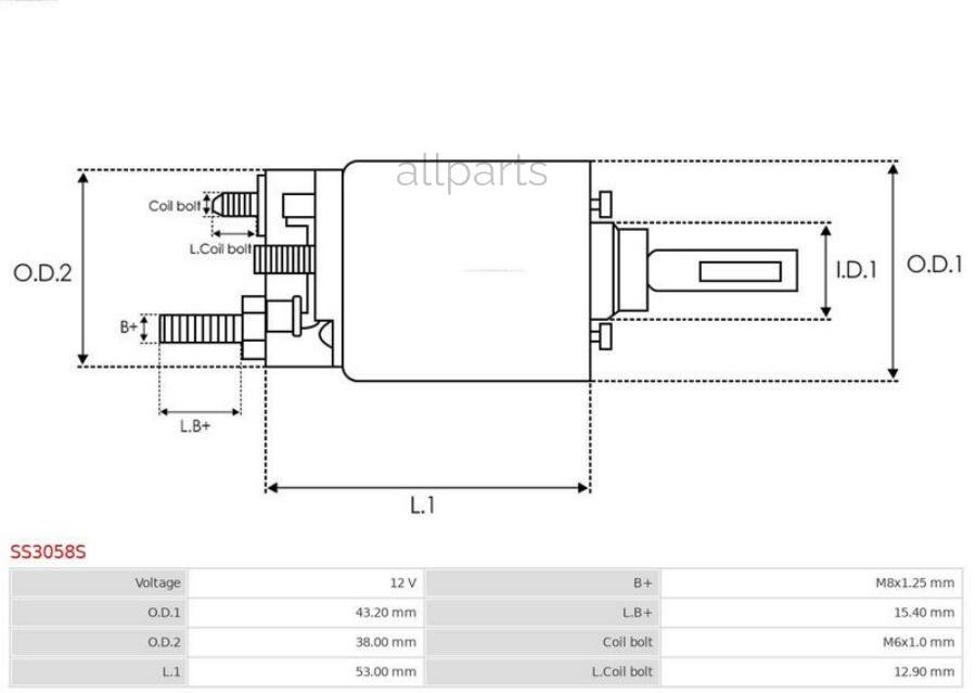 AS SS3058S Втягивающее реле стартера HYUNDAI SOLARIS 11- Z-8