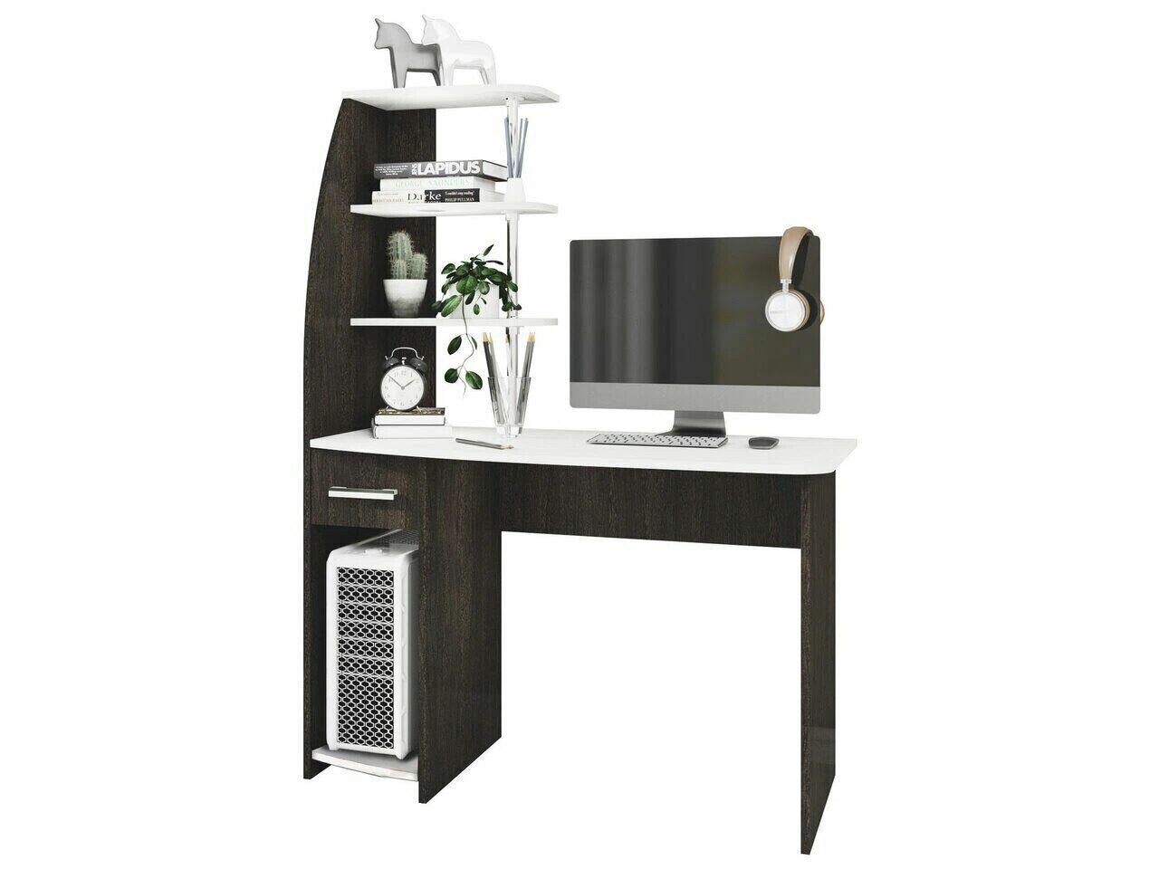 Стол компьютерный «Скай» с надстройкой, венге/лоредо (1100х585х1500)