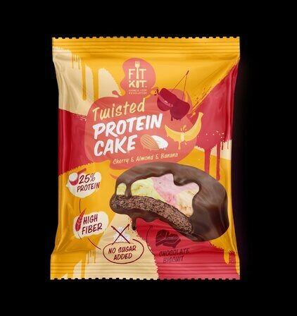 Fit Kit Protein Twisted Cake Протеиновое печенье с суфле (50 гр) вишня-миндаль-банан