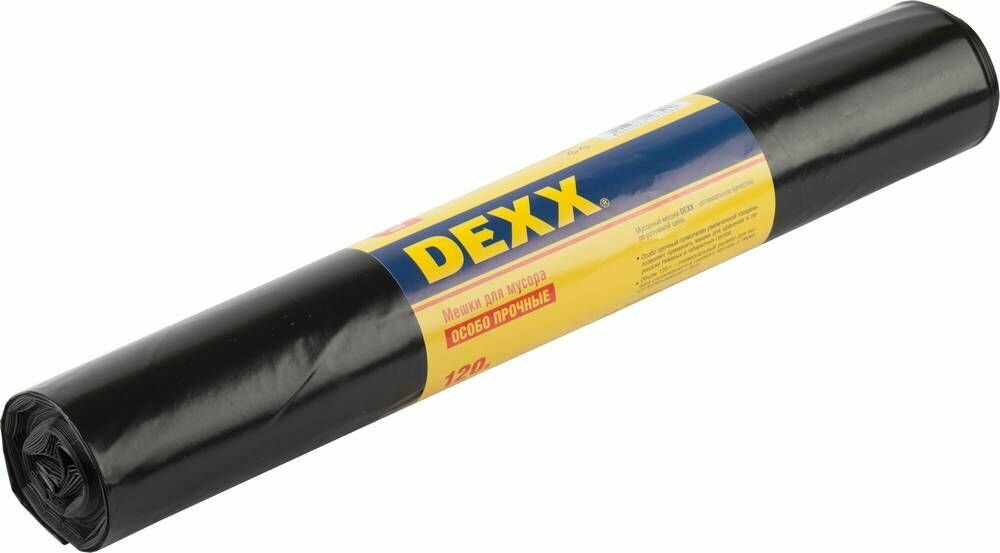 Мусорные мешки DEXX, 120 л, 10 штук, черные 39151-120