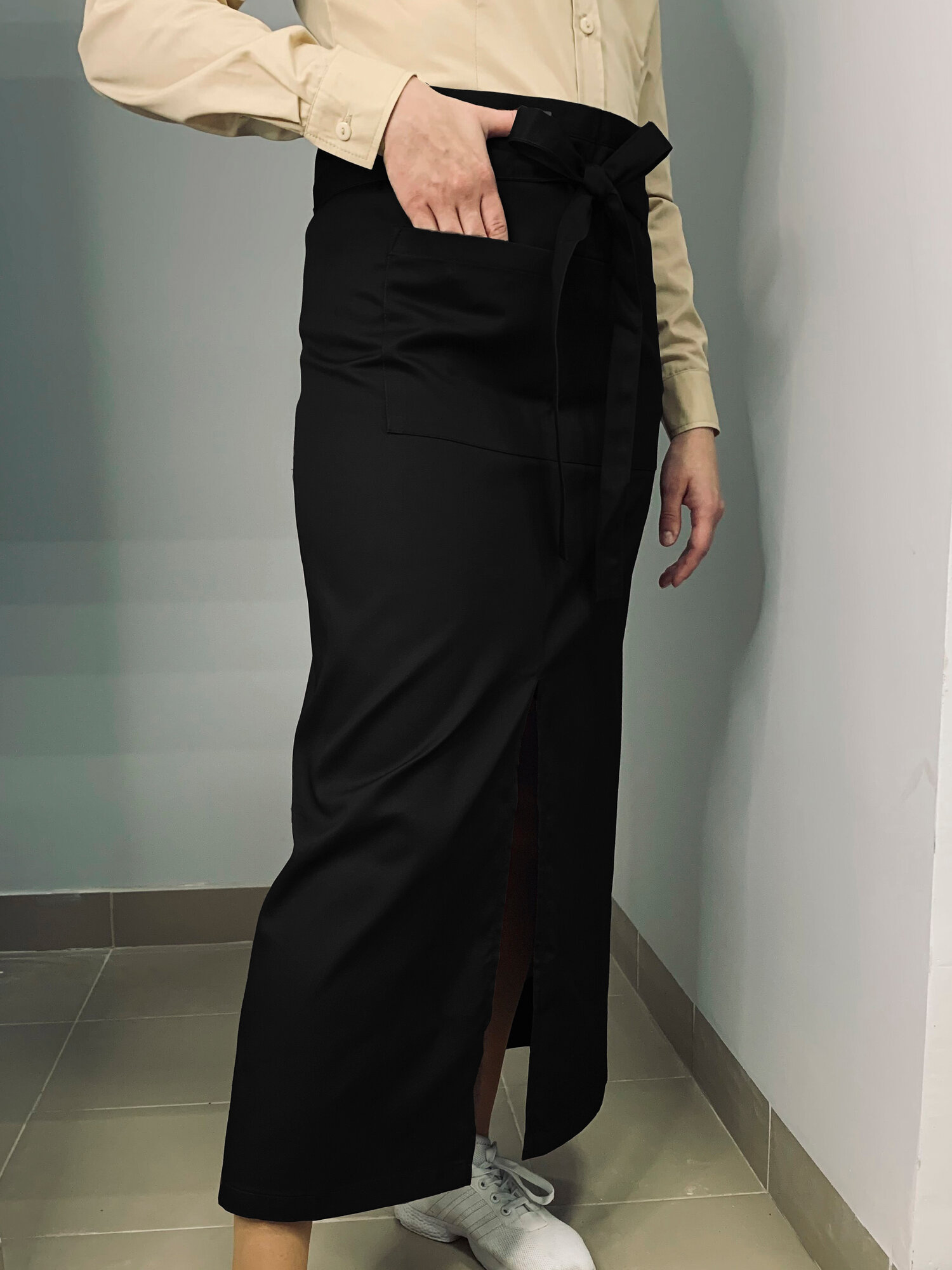 Фартук для официанта черный длинный поясной KREATEX / креатекс