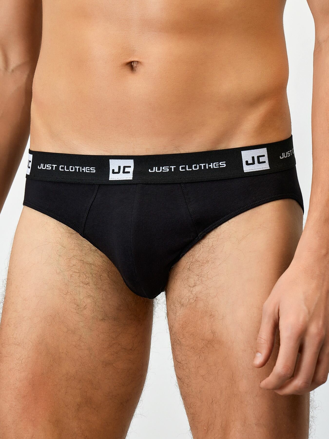 Трусы JUST CLOTHES, комплект из 3 шт., размер S, серый/белый/черный — фото 1