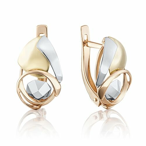 Серьги, комбинированное золото, 585 проба, родирование