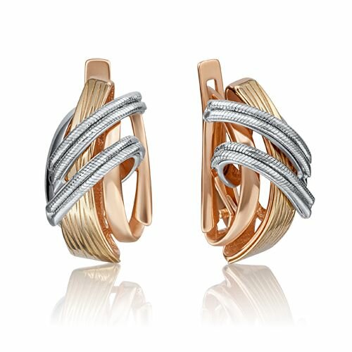 Серьги PLATINA, комбинированное золото, 585 проба, родирование