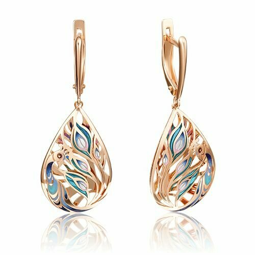 Серьги, красное золото, 585 проба, эмаль